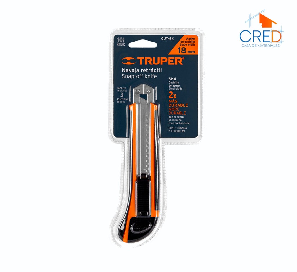 Cutter 18 Mm Profesional Con Alma Metálica Y Grip, Truper