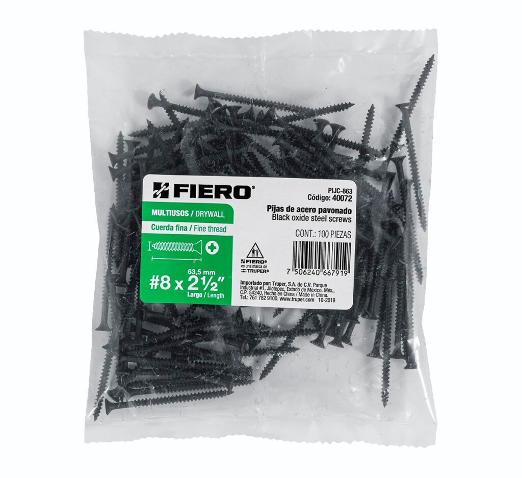 Bolsa con 100 pijas #8 x 2-1/2" multiusos cuerda cerrada